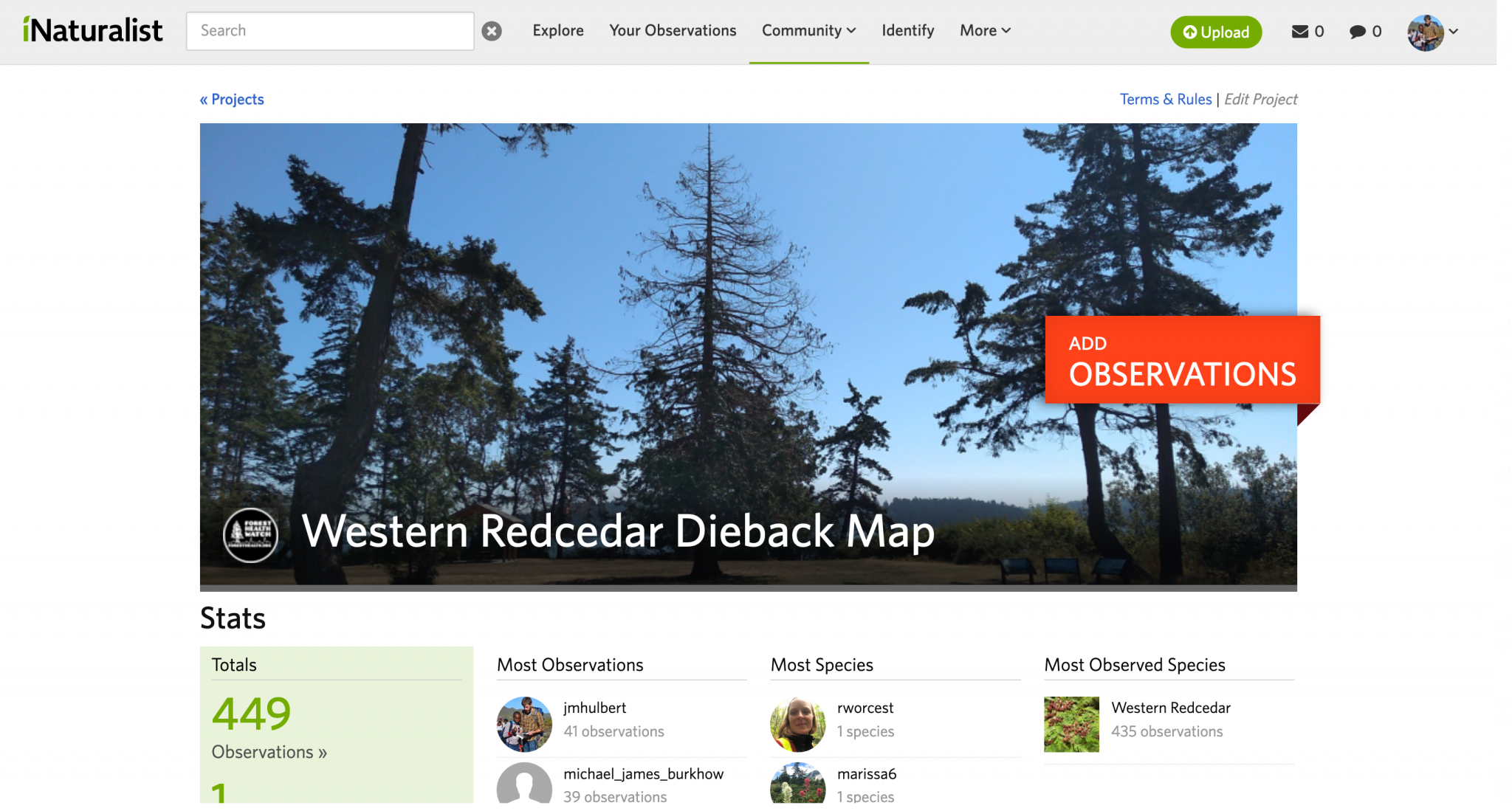iNaturalist – Forest Health Watch